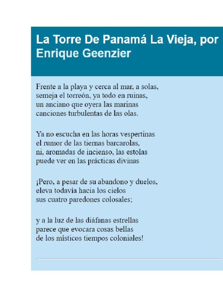 Poesía Torre de Panamá La Vieja | PDF