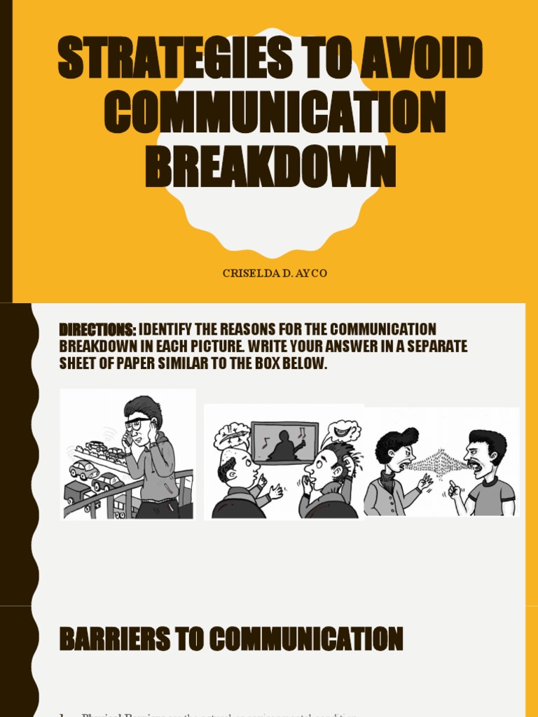 Strategies To Avoid Communication Breakdown: Criselda D. Ayco | PDF