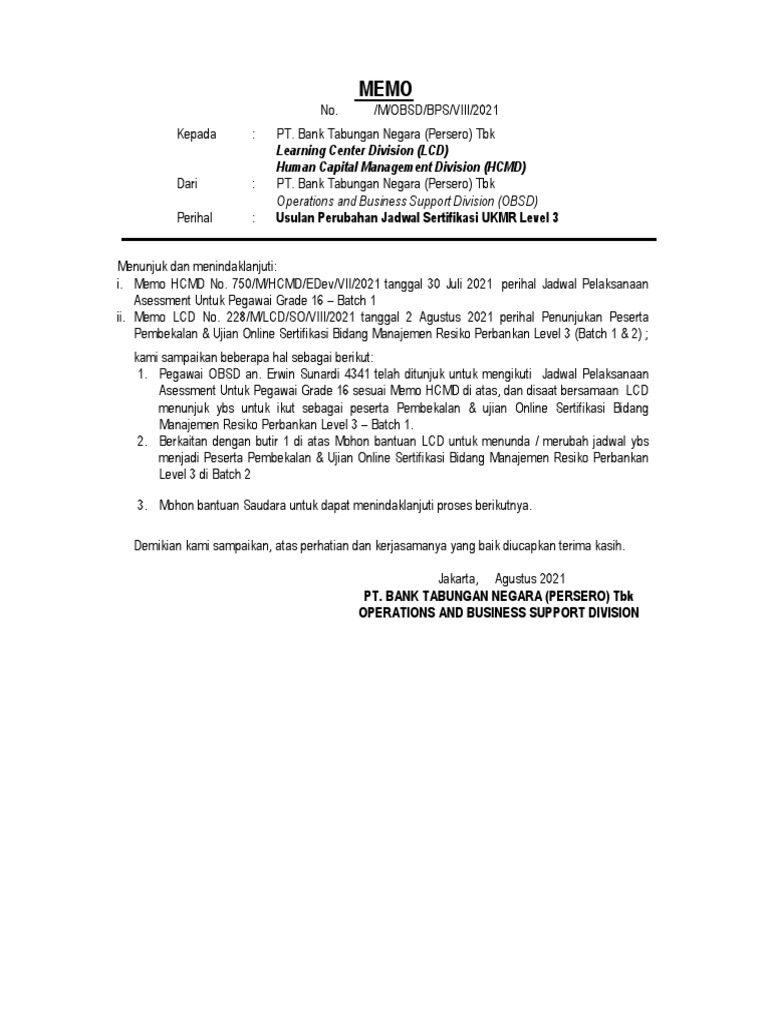 Memo Penundaan | PDF