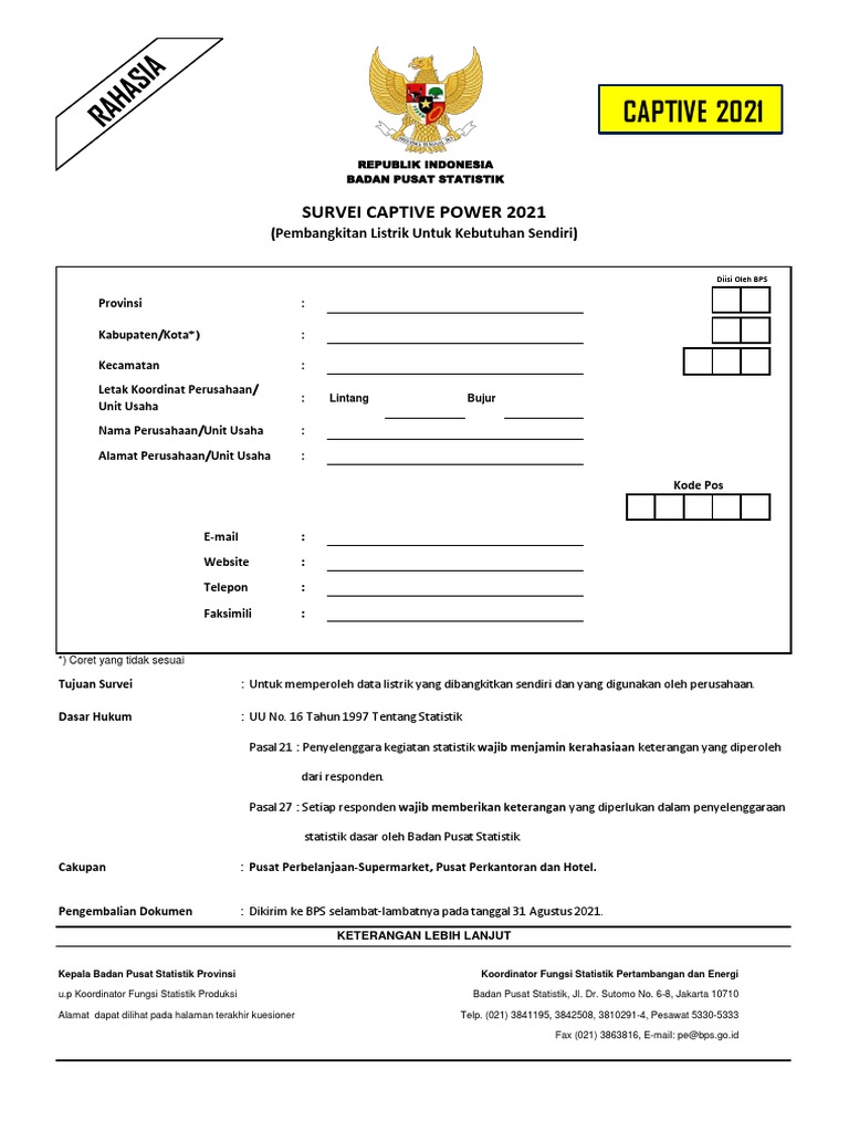 Survei Captive Power 2021 BPS | PDF