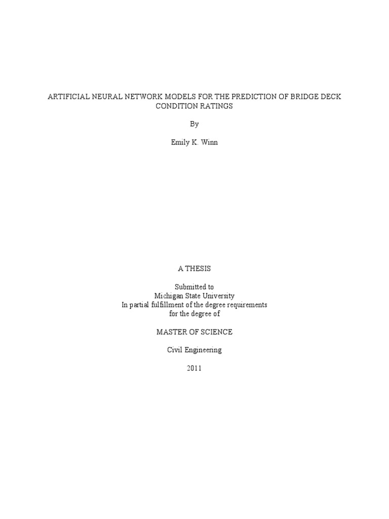 Artificial Neural Network Models For The Prediction of Bridge Deck Condition Rating (Machine ...