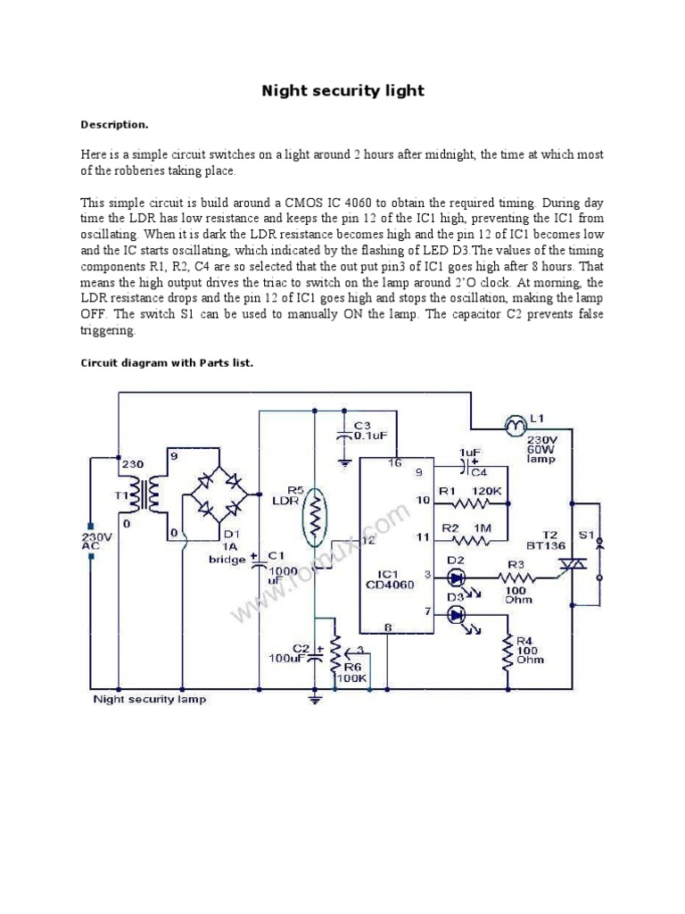 Night Security Light | PDF | Electronic Design | Electrical Engineering