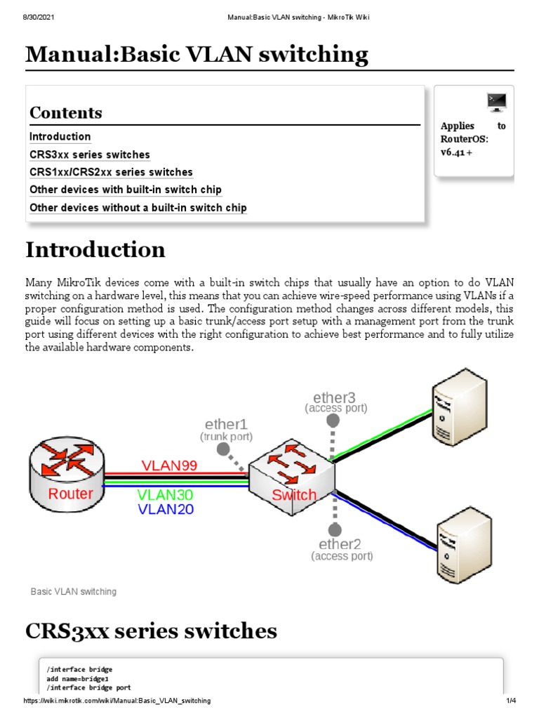 Manual - Basic VLAN Switching - MikroTik Wiki | PDF | Network Switch ...