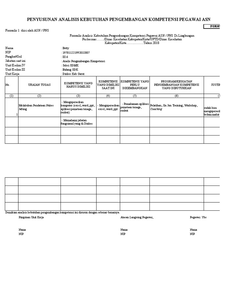 Analisis Kebutuhan Kompetensi ASN | PDF