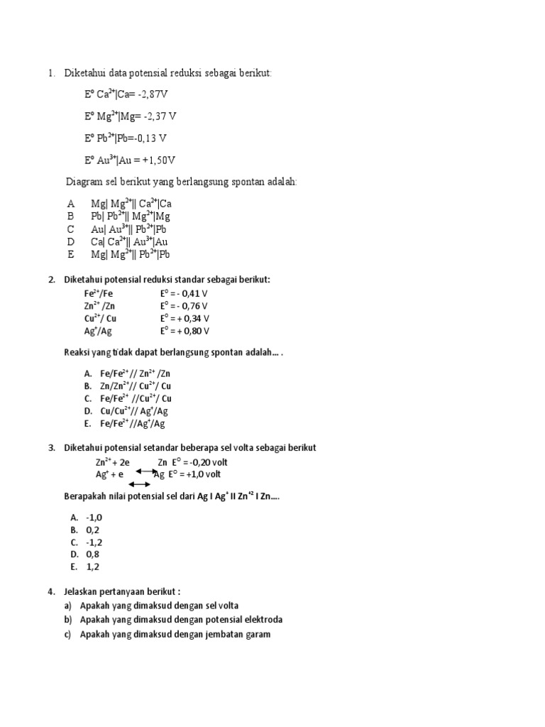Latihan Soal Sel Volta | PDF