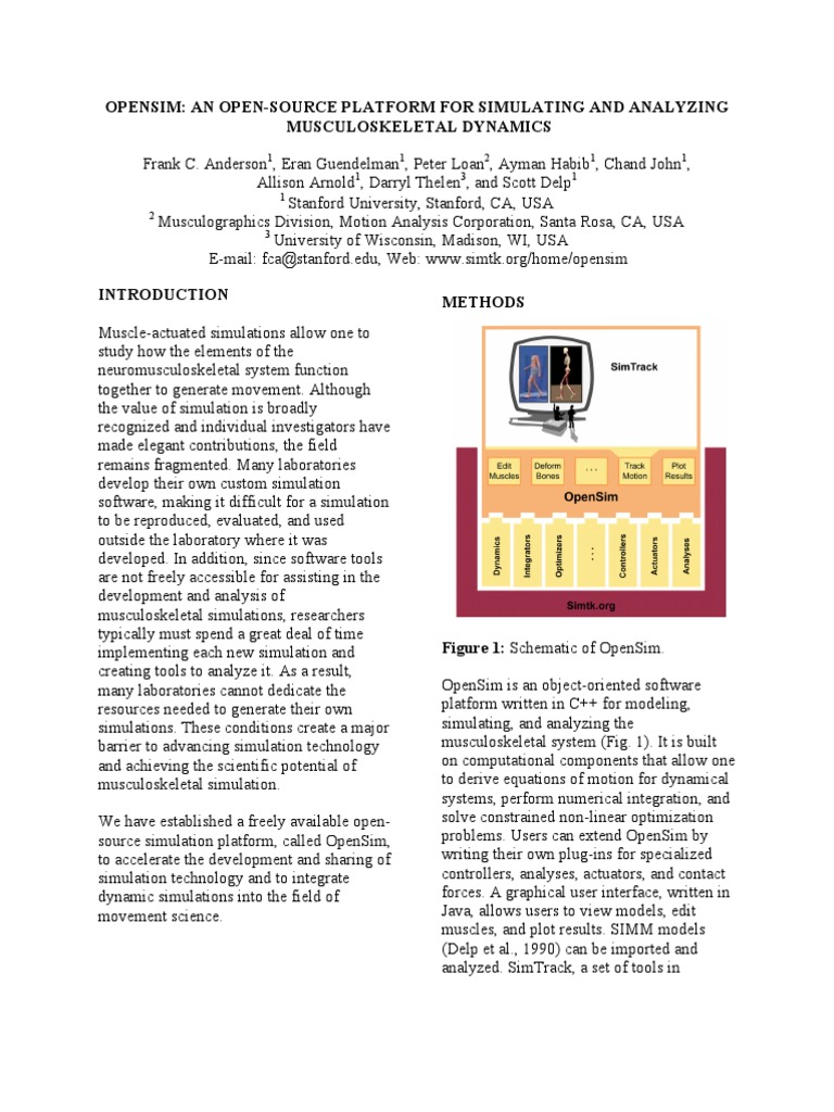 Opensim An Open Source Platform For Simulating And Analyzing