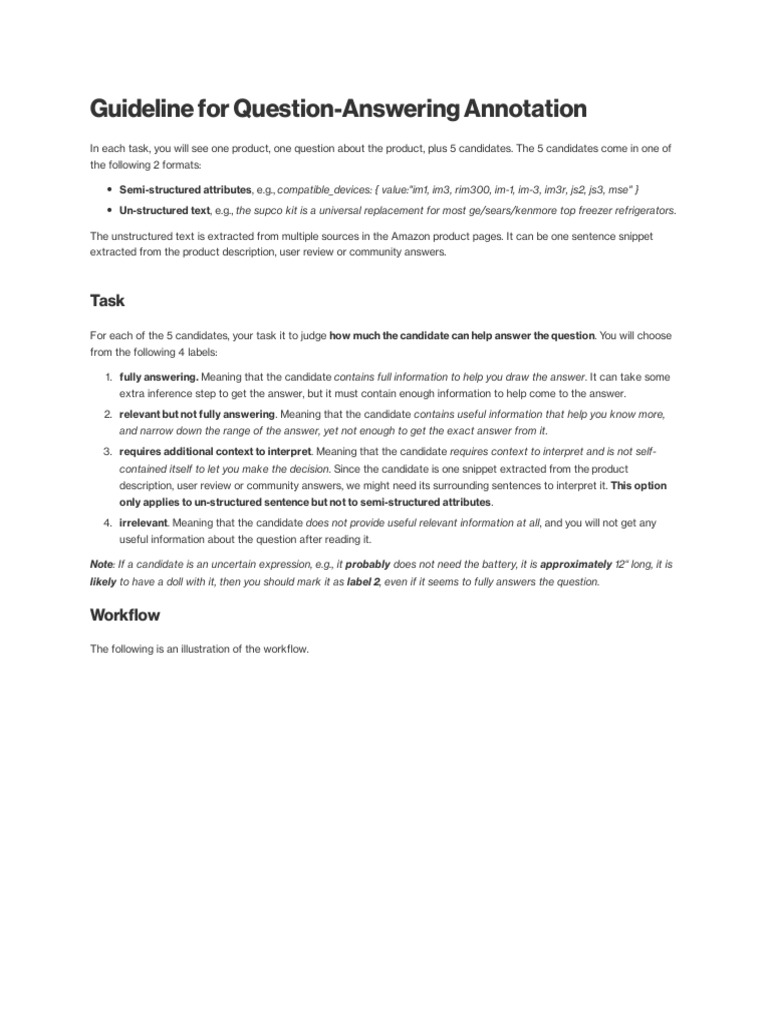 Guideline For Question-Answering Annotation | PDF | Information | Cognition