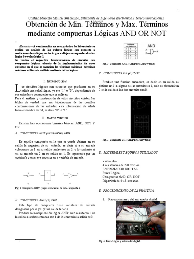 Informe Ieee Laboratorio 1 Sist Digt Pdf Puerta Lógica Ingenieria