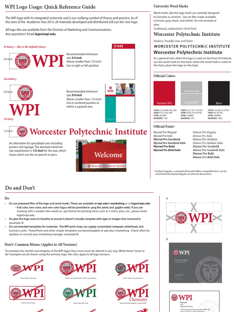 WPI Logo Usage Guidelines | PDF | Microsoft Office | Graphic Design