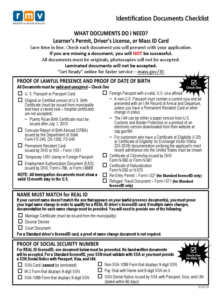 RealID Documents Checklist | PDF | Identity Document | Social Security ...