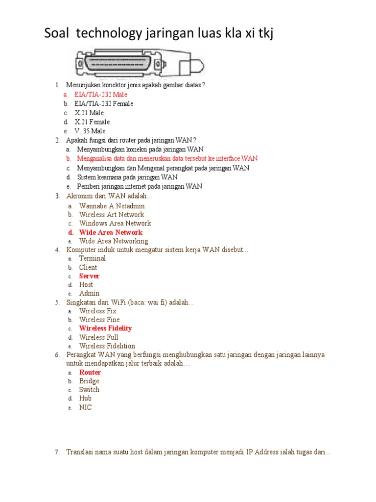 Soal Teknologi Jaringan Luas Klas Xi TKJ | PDF