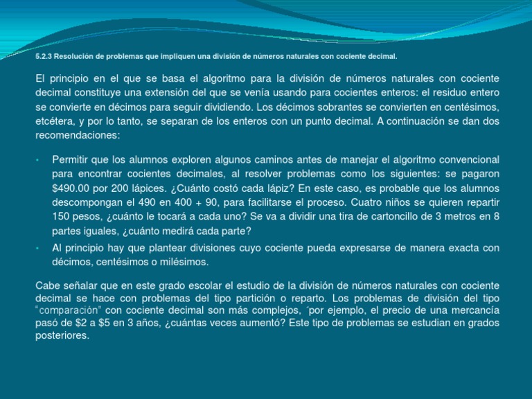 5 2 3 Resolucion de Problemas Que Impliquen Una Division de Numeros ...