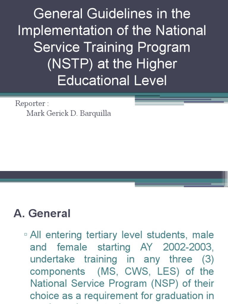 General Guidelines in The Implementation of The National Service ...