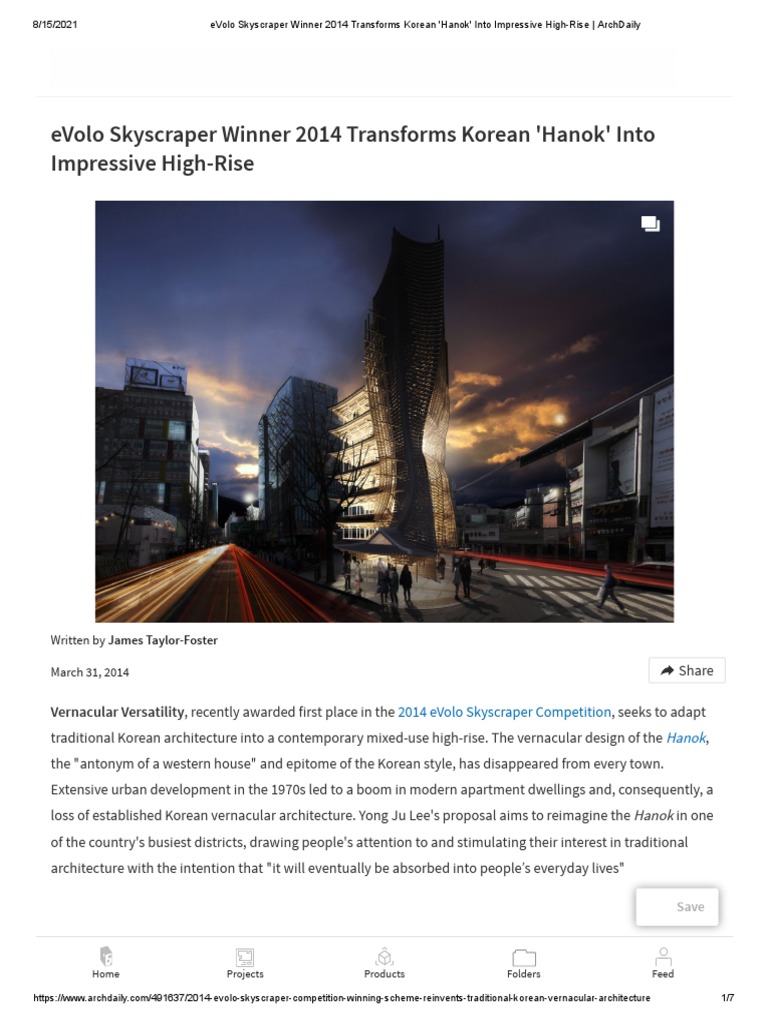 Evolo Skyscraper Winner 2014 Transforms Korean 'Hanok' Into Impressive ...