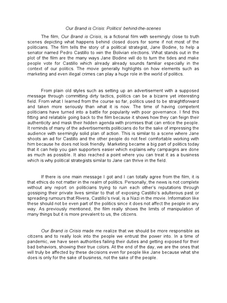 Our Brand Is Crisis Reflection | PDF | Communication
