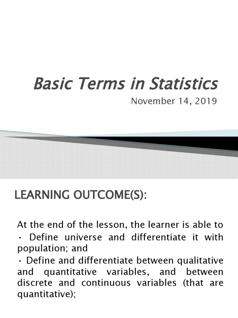 Basic Terms in Statistics | PDF | Quantitative Research | Categorical ...