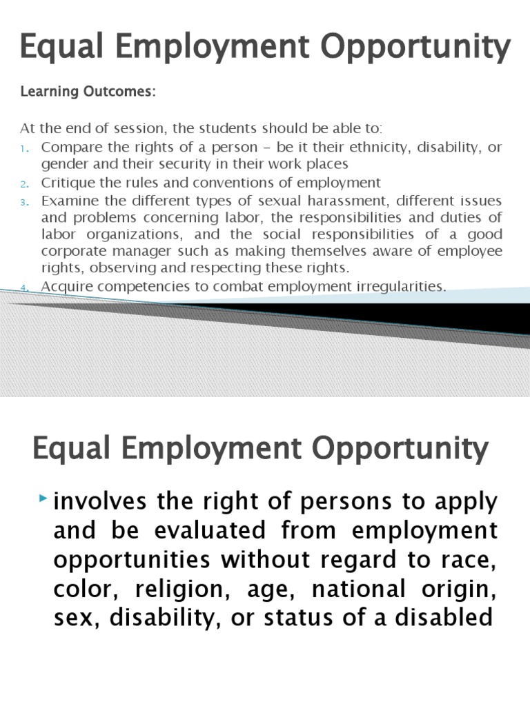 4 Equal Employment Opportunity | PDF | Sexual Harassment | Discrimination