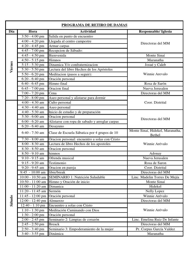 Programa de Retiro Espiritual | PDF