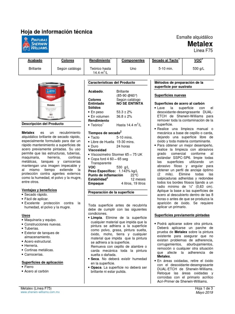 F75 Metalex | PDF | Pintar | Acero