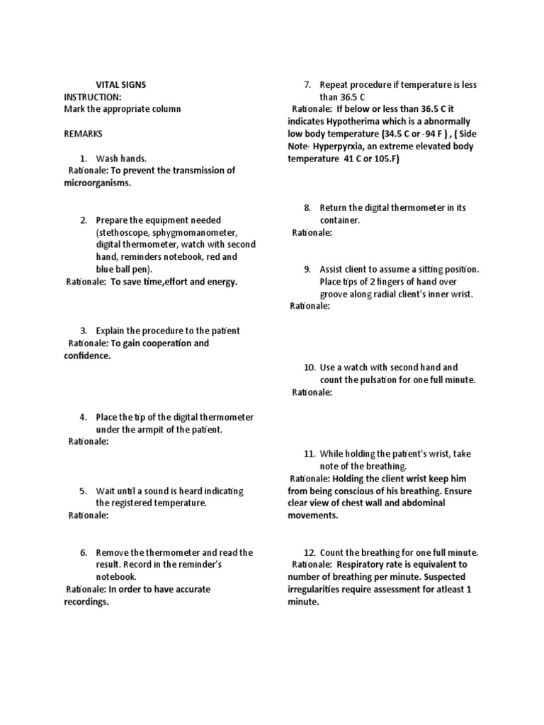 Vital Signs Notes | PDF | Pulse | Medical Specialties