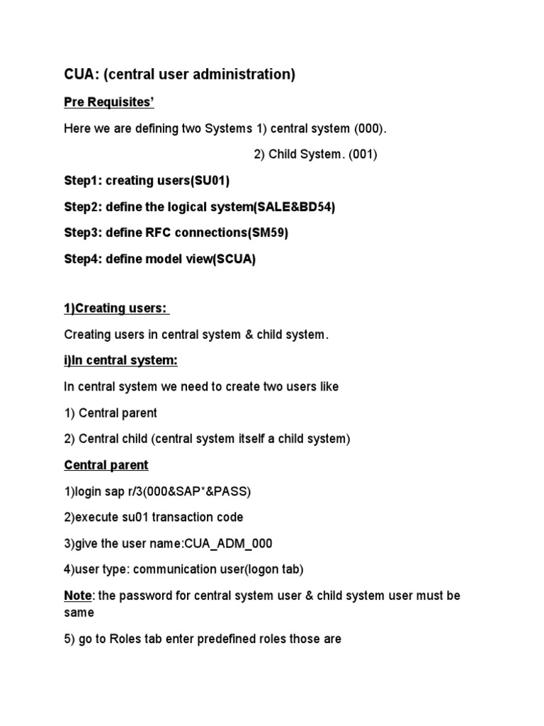 CUA: Step-by-step guide to central user administration configuration ...