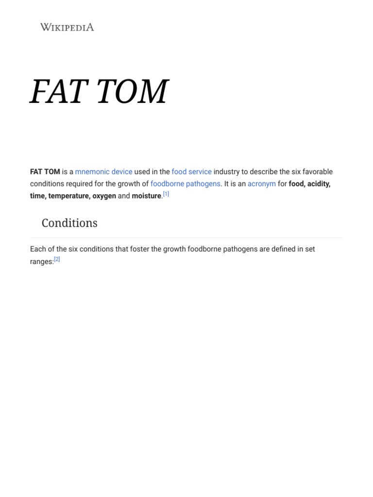 FAT TOM - Wikipedia | PDF | Foods | Foodborne Illness