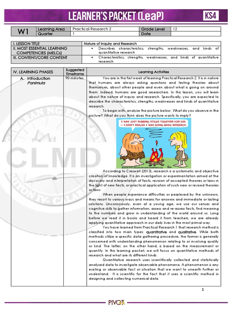 PR2 WK1 | PDF | Quantitative Research | Statistics
