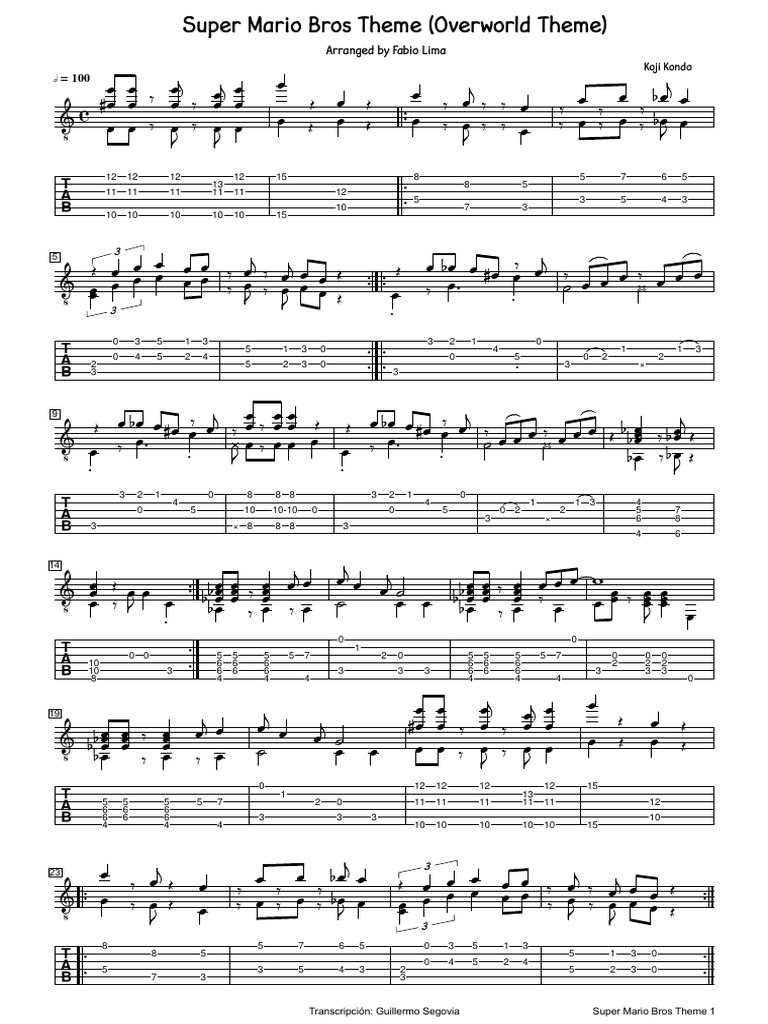 Super Mario Bros Theme (Overworld Theme) | PDF | Video Game Franchises ...
