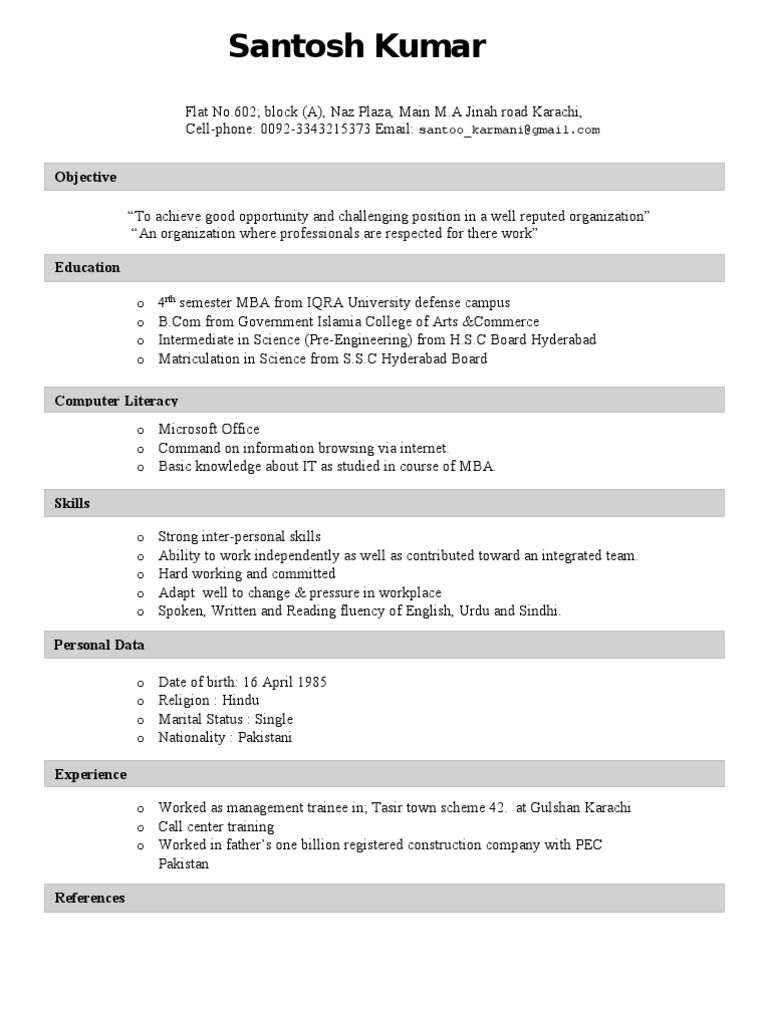 Santosh CV | PDF