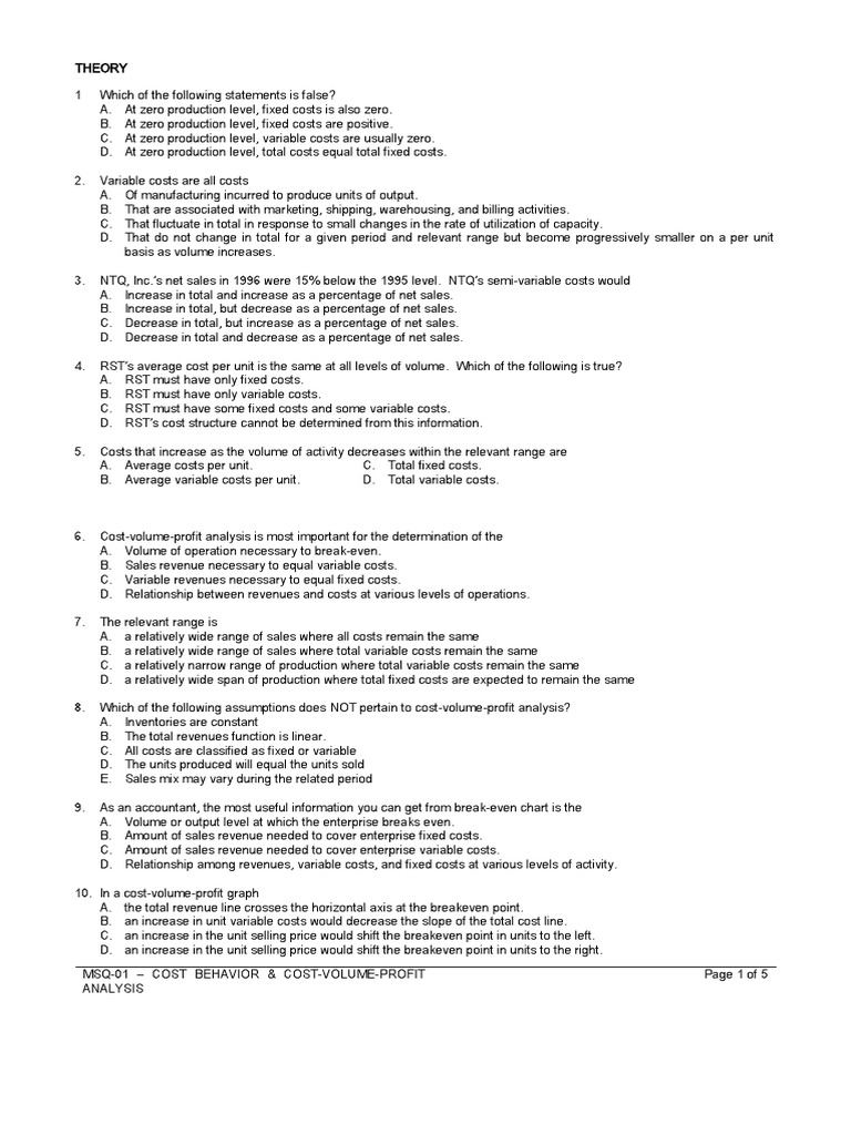 Managerial Economics - Midterm Assignment No. 1 (CVP Analysis) | PDF ... Managerial Economics - Midterm Assignment No. 1 (CVP Analysis) | PDF ...