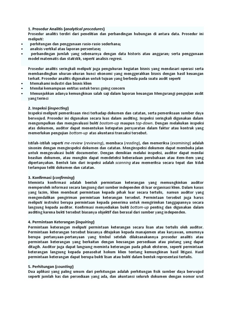 Prosedur Analitis (Analytical Procedures) | PDF