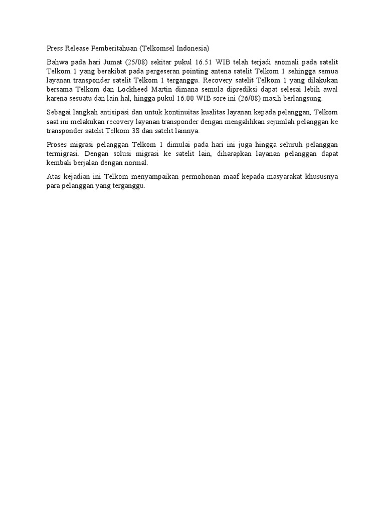 Contoh Press Release | PDF