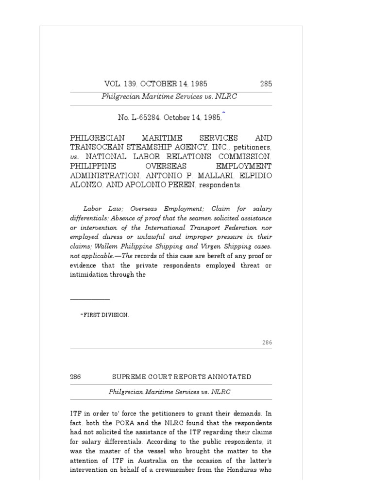 Philgrecian vs. NLRC | PDF | Employment | Justice
