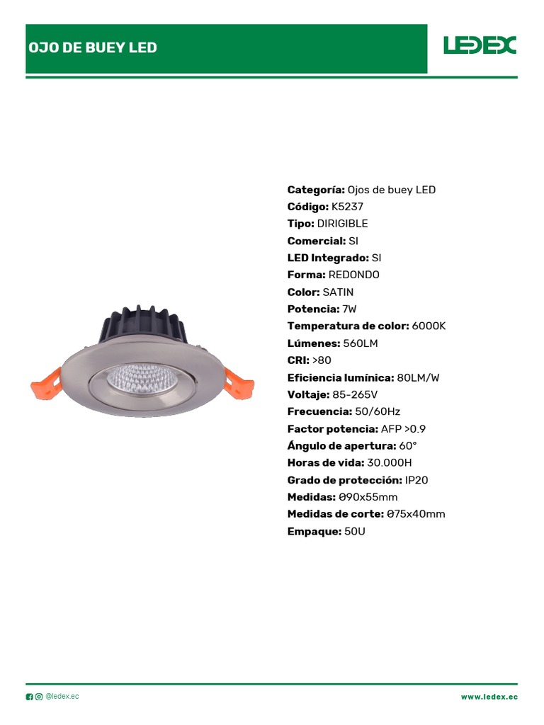 E-Al1. Alumbrado Led Ojo Buey Dirigible, 7W-120V | PDF