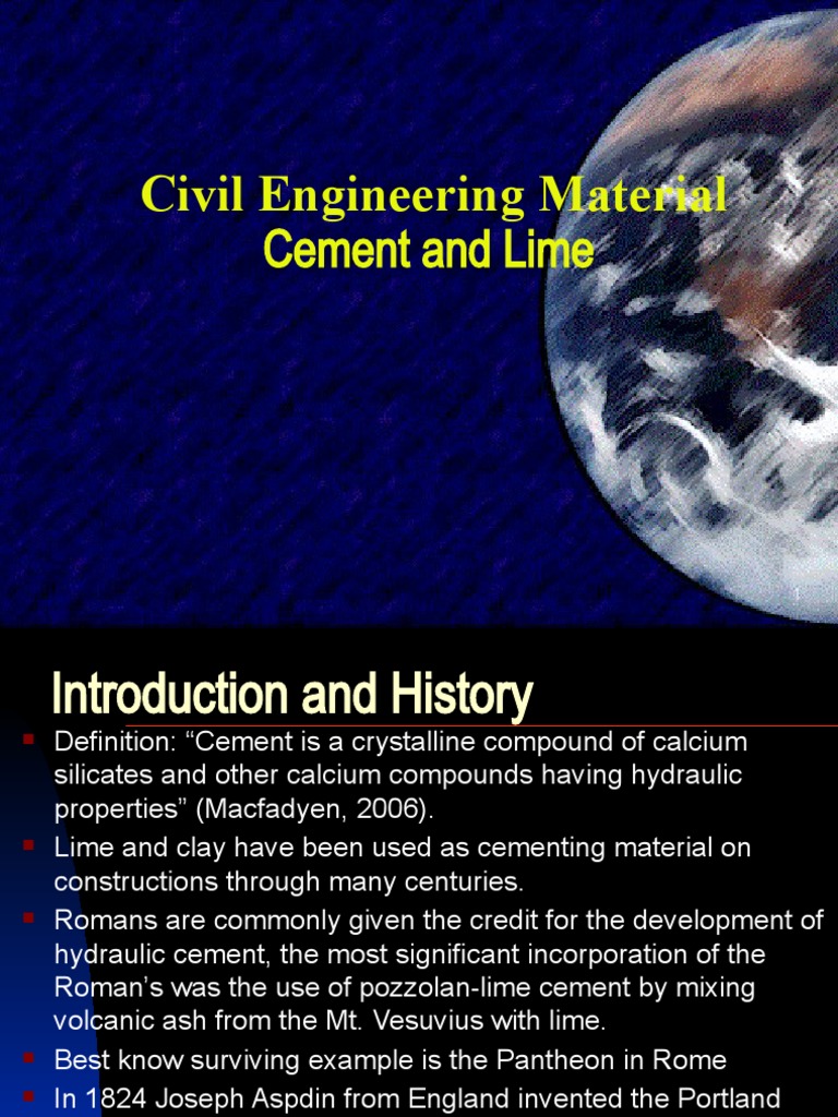 Civil Engineering Material: Cement and Lime | PDF | Cement | Concrete