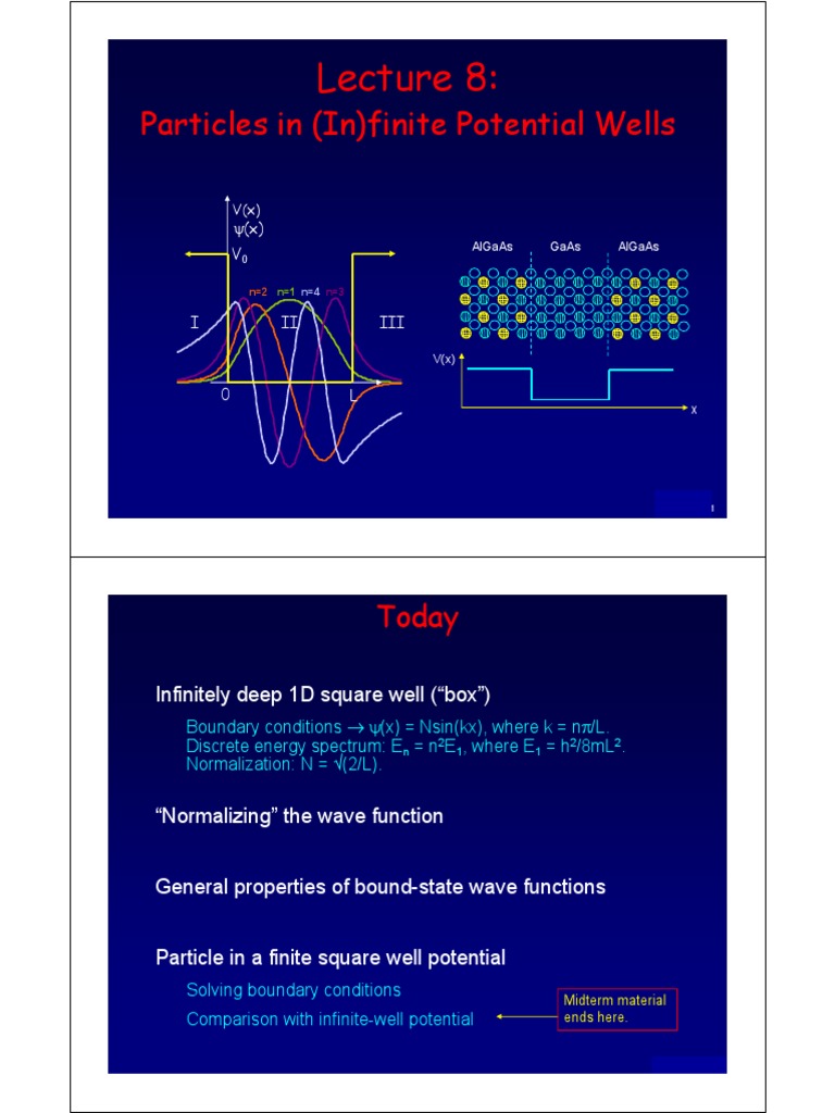 PHY704 Quantum Mechanics-Infinite Square Well | PDF | Waves | Wave Function