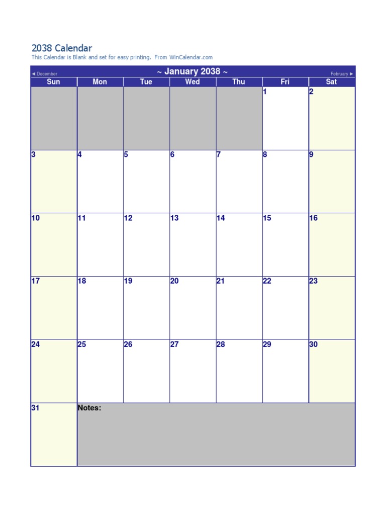 Calendario 2038 | PDF