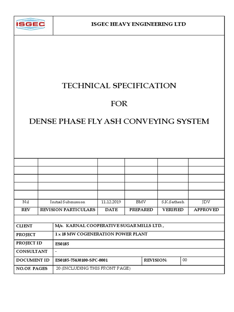 ES0185-75430100-SPC-0001 - Dense Fly Ash Handling System | PDF | Pipe ...