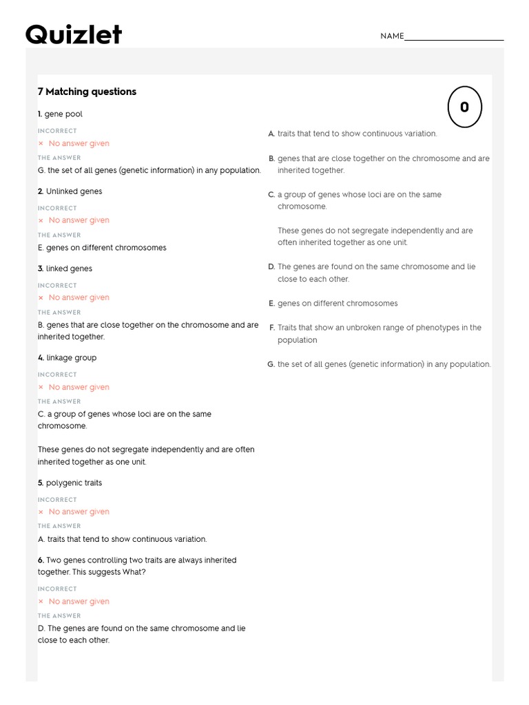 Test Ib Biology 10 2 Quizlet Pdf Genetic Linkage Gene