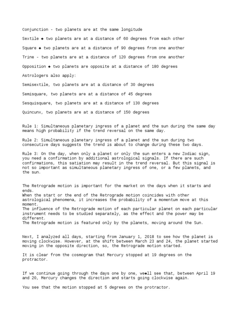 GANN Findings | PDF | Market Trend | Planets