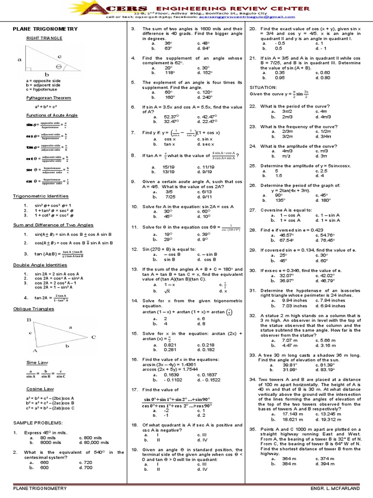 Plane Trigonometry | PDF | Trigonometric Functions | Sine