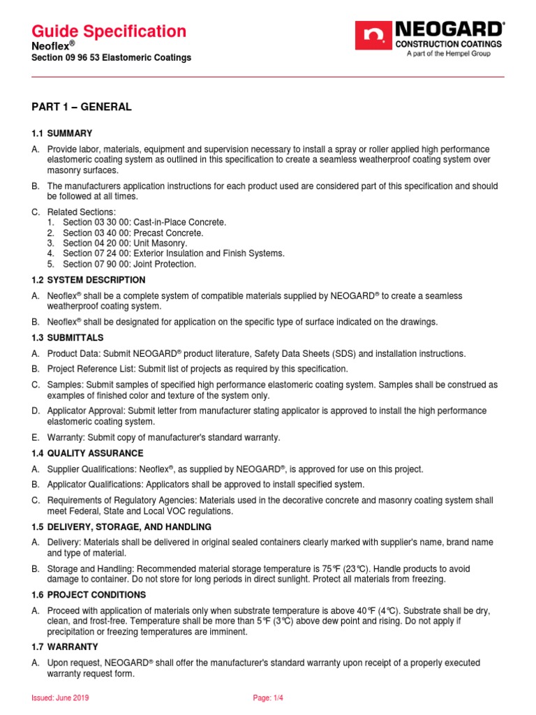 Guide Specification: Neoflex | PDF | Concrete | Specification ...