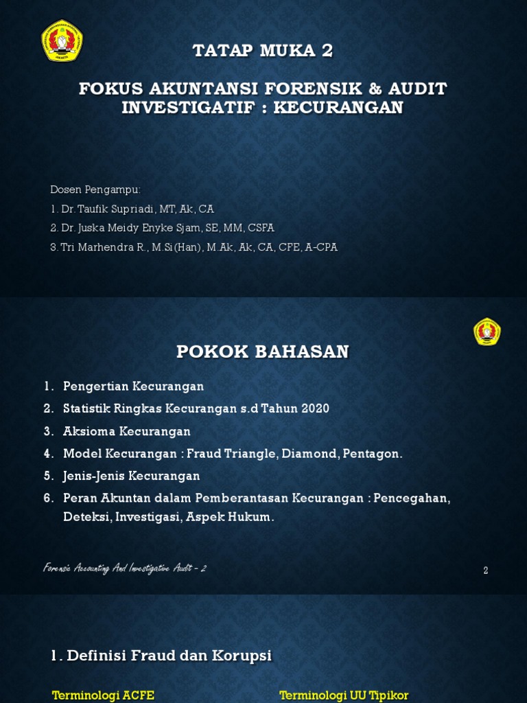 TM 2 - Fokus Akuntansi Forensik & Audit Investigatif Kecurangan | PDF TM 2 - Fokus Akuntansi Forensik & Audit Investigatif Kecurangan | PDF