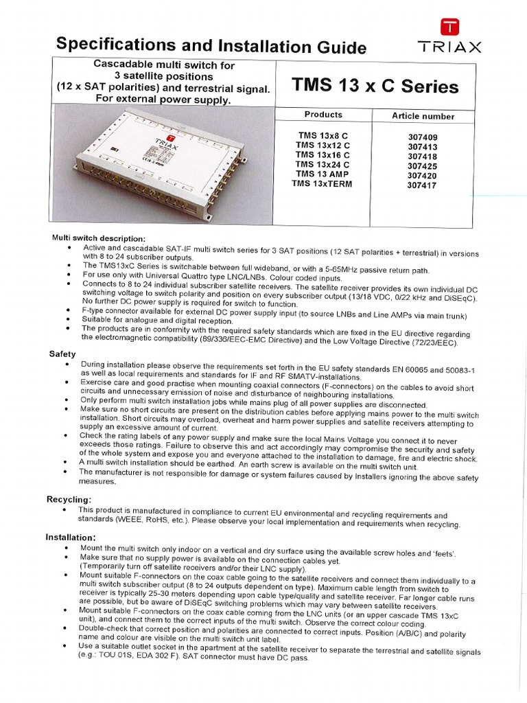 Triax-Specification & Installation Guide | PDF