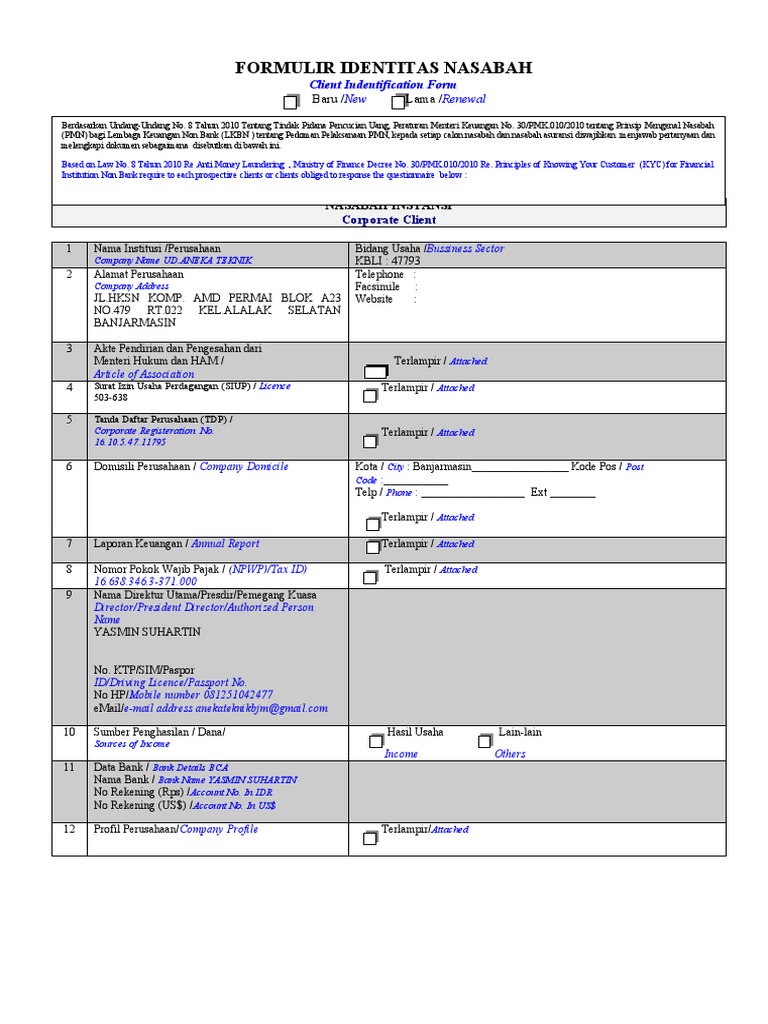 Form KYC - Corporate. | PDF