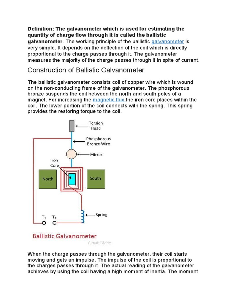 Construction of Ballistic Galvanometer | PDF | Inductor | Electrical Engineering