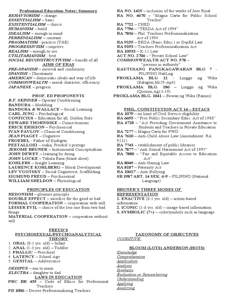 Professional Education Notes | PDF | Planets | Earth