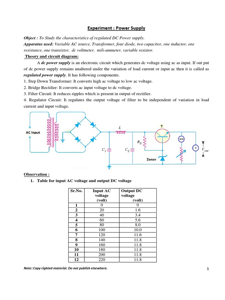 Experiment: Power Supply: Resistance, One Transistor, DC Voltmeter ...