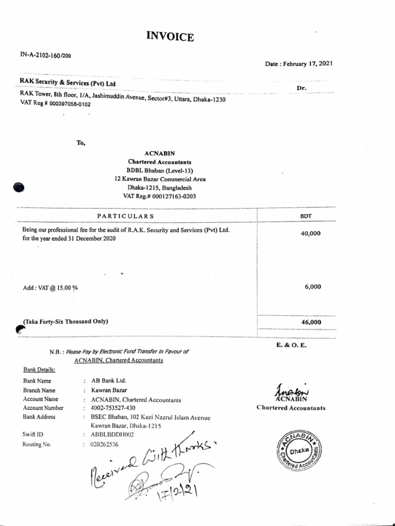 Invoice: Security Services (PVT) LTD DR | PDF | Accounting | Financial ...