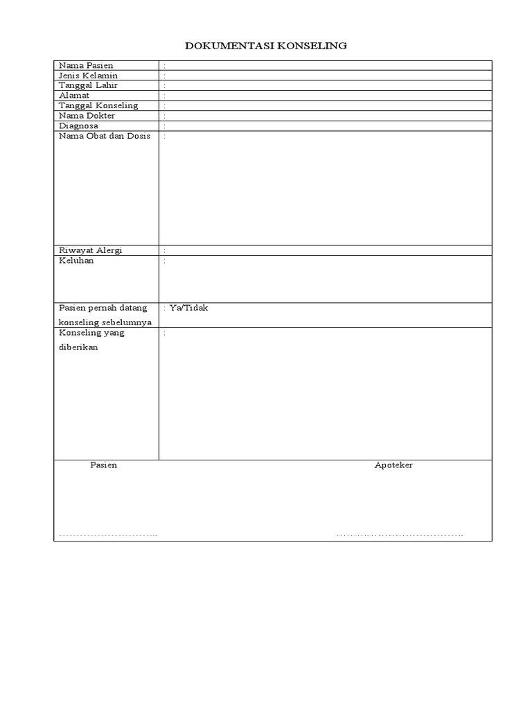 Form Dokumentasi Konseling | PDF
